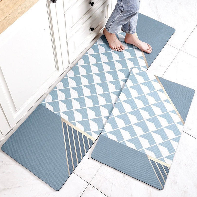 Elegant Blue Kitchen Floor Mat, Washable Anti Fatigue Mat, Comfort Rug ...