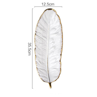 Nordic light luxury style ins golden feather plate retro jewelry plate ...