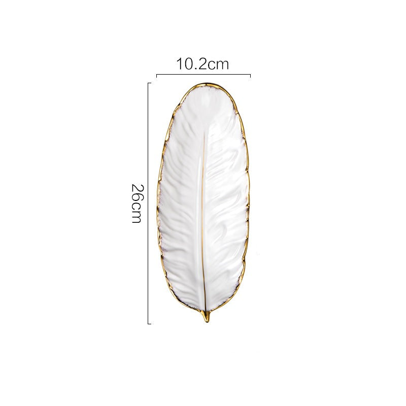 Nordic light luxury style ins golden feather plate retro jewelry plate ...
